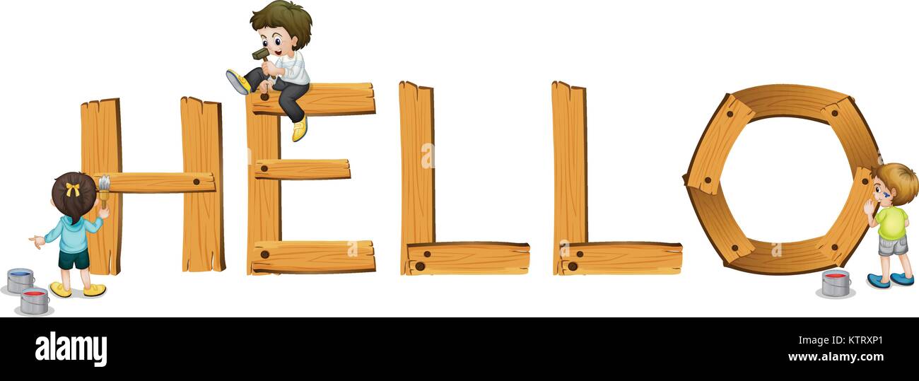 illustration of english word hello on a white background Stock Vector ...