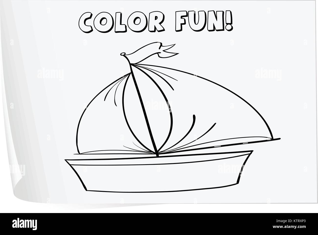 Illustration of a colouring worksheet (boat Stock Vector Image & Art ...