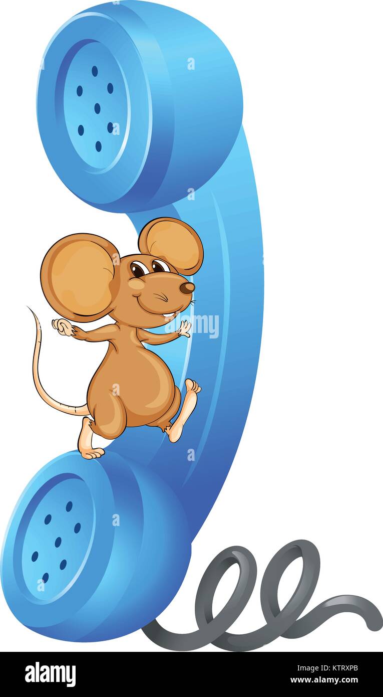 illustration of a mouse with phone receiver on a white Stock Vector ...