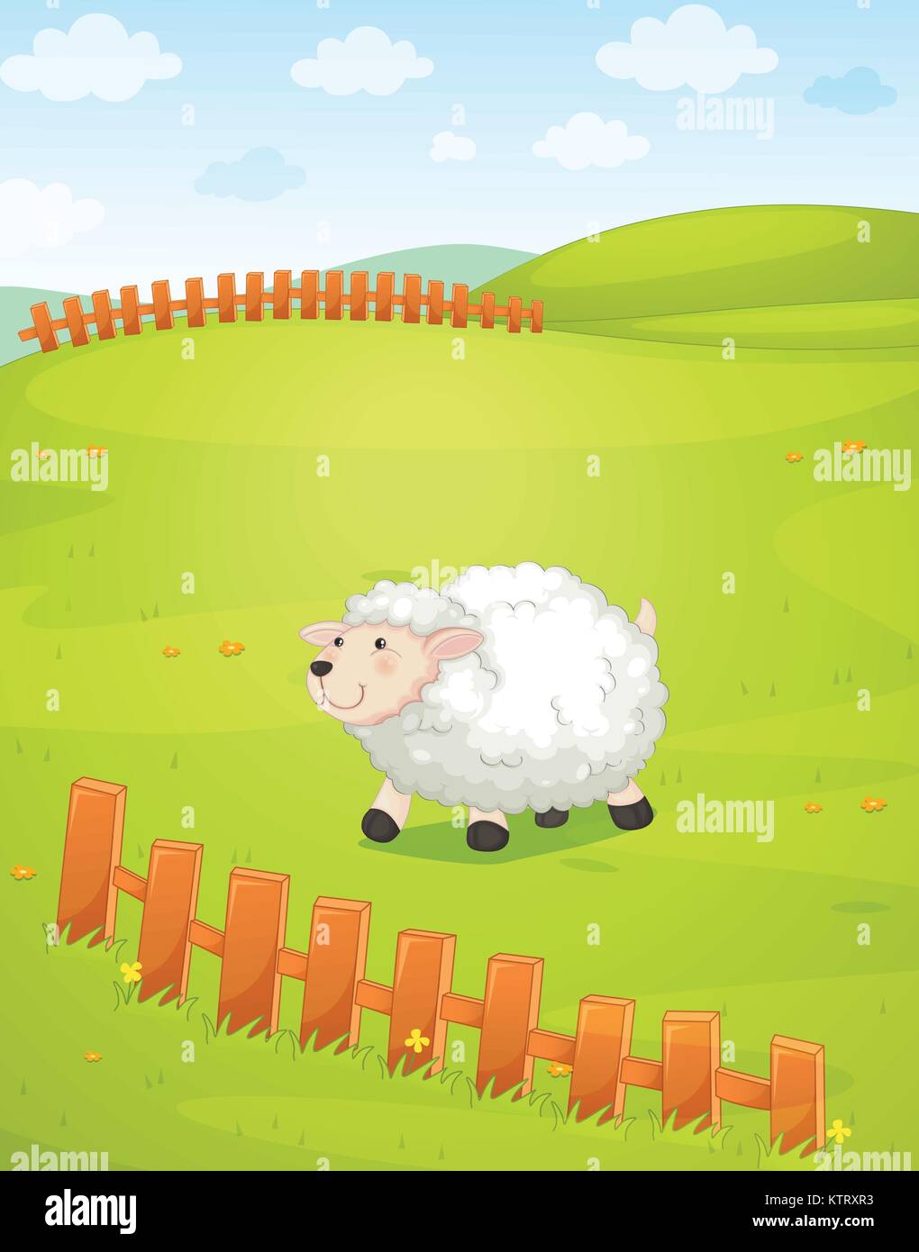 illustration of a sheep in a beautiful nature Stock Vector Image & Art ...
