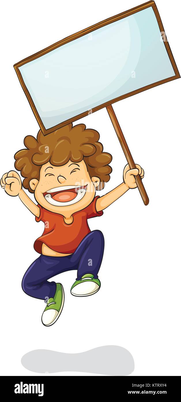 Illustration of a young kid holding a sign Stock Vector Image & Art - Alamy