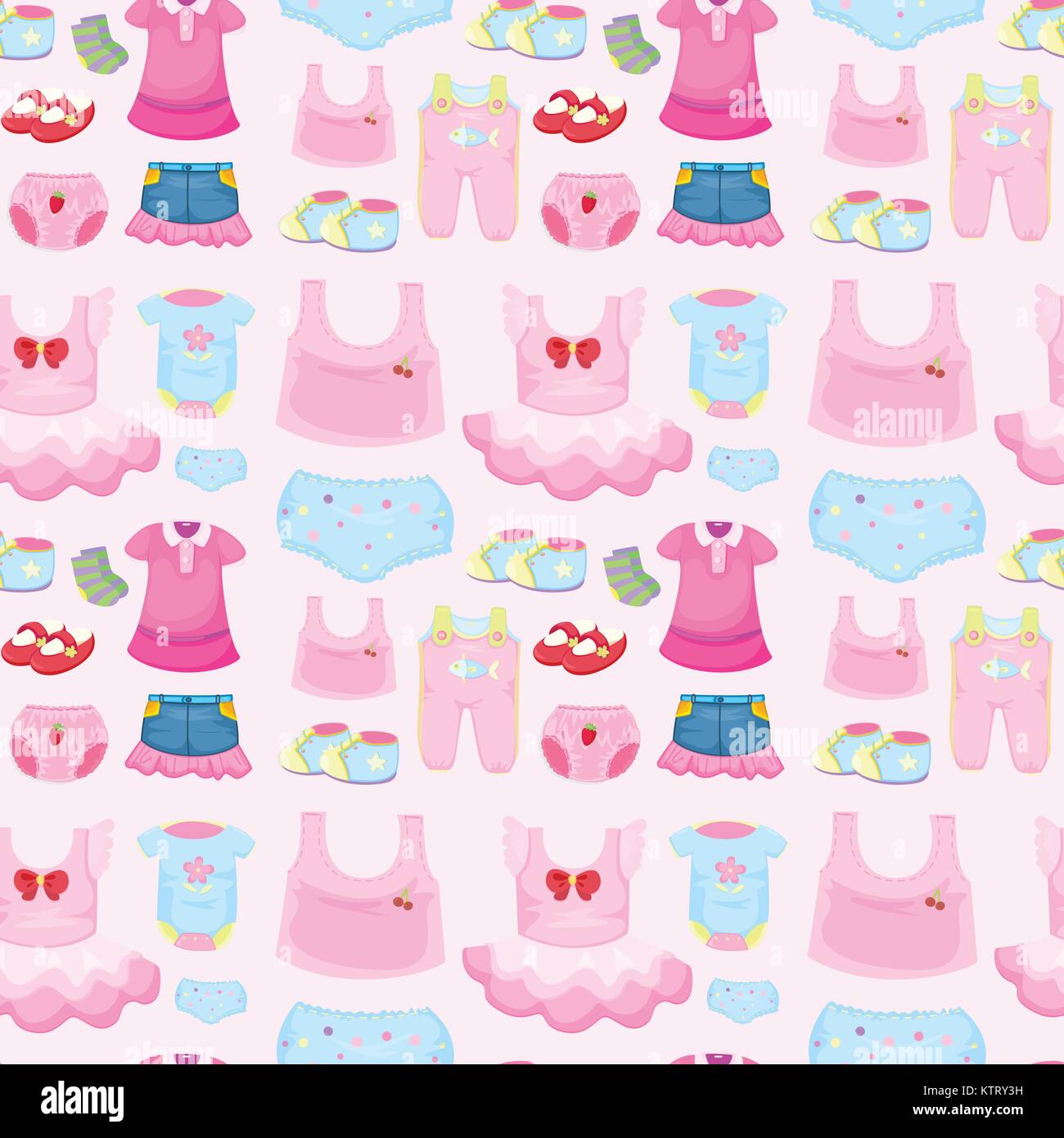 illustration of a baby garments on a pink background Stock Vector Image ...