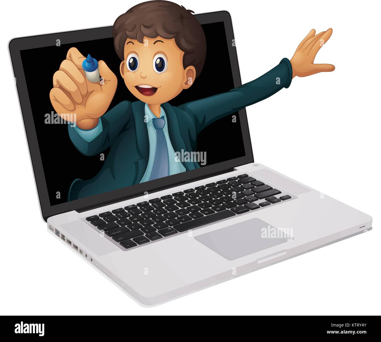 Illustration of business guy in computer Stock Vector Image & Art - Alamy