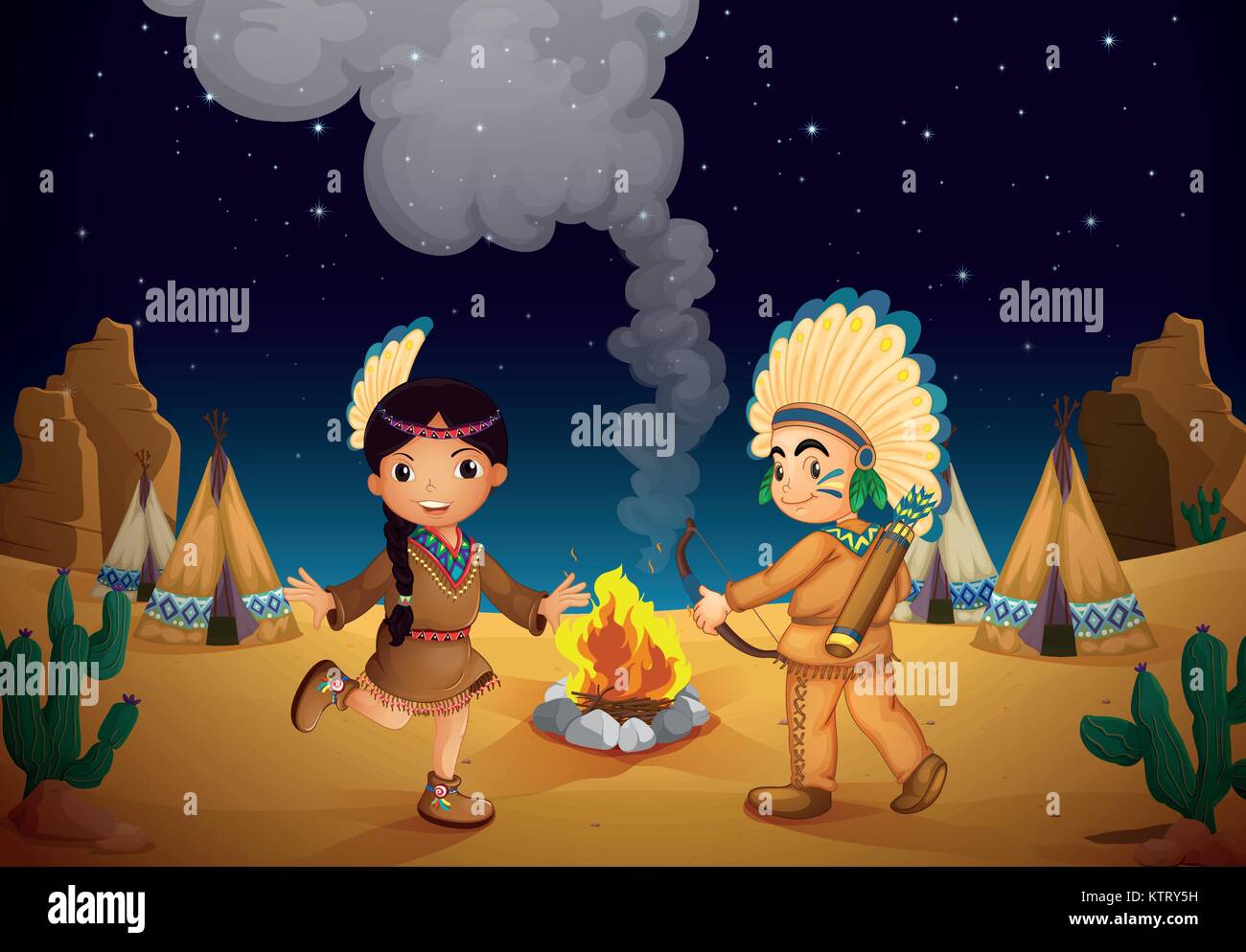 Native american boy and girl Stock Vector Images - Alamy