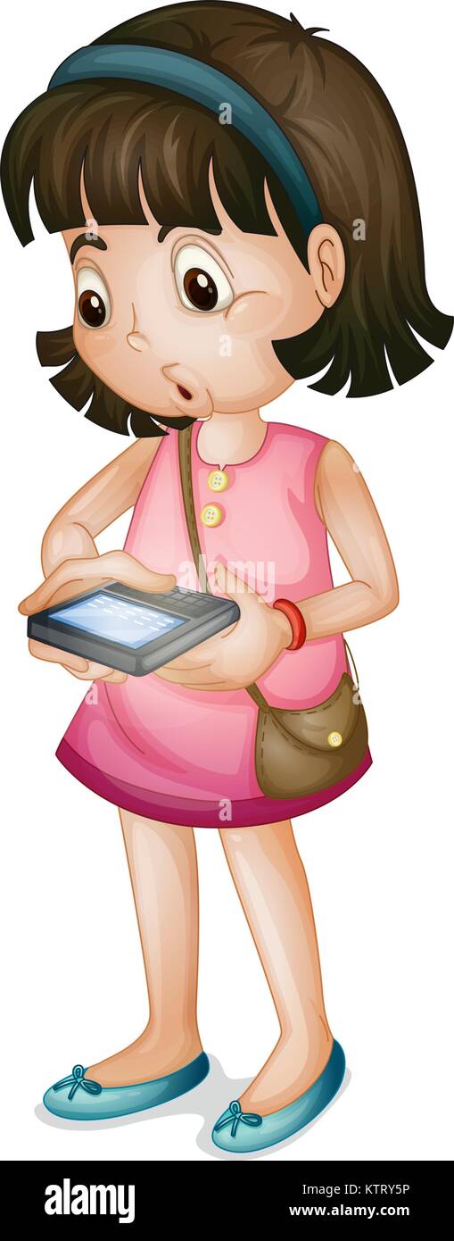Cute girl using smartphone on white background Stock Vector Image & Art ...