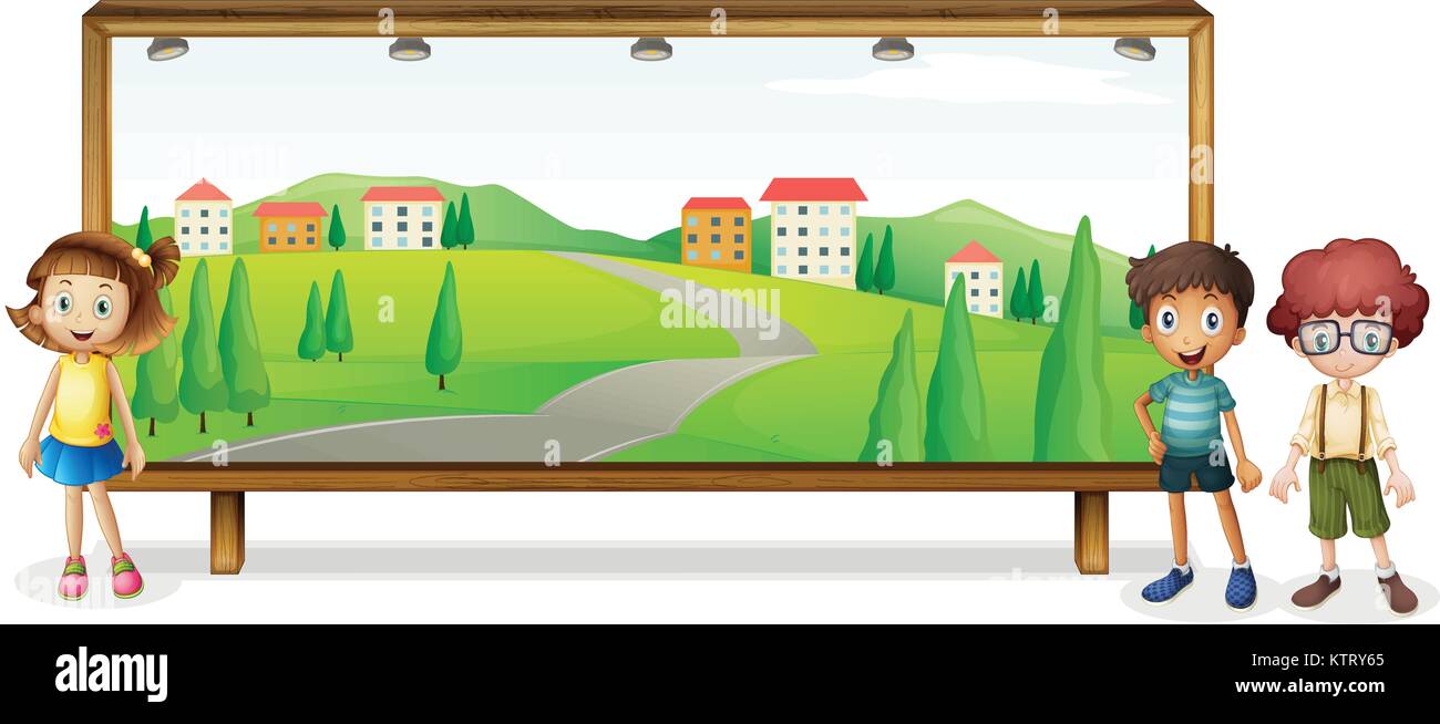 illustration of kids and board on white background Stock Vector Image ...