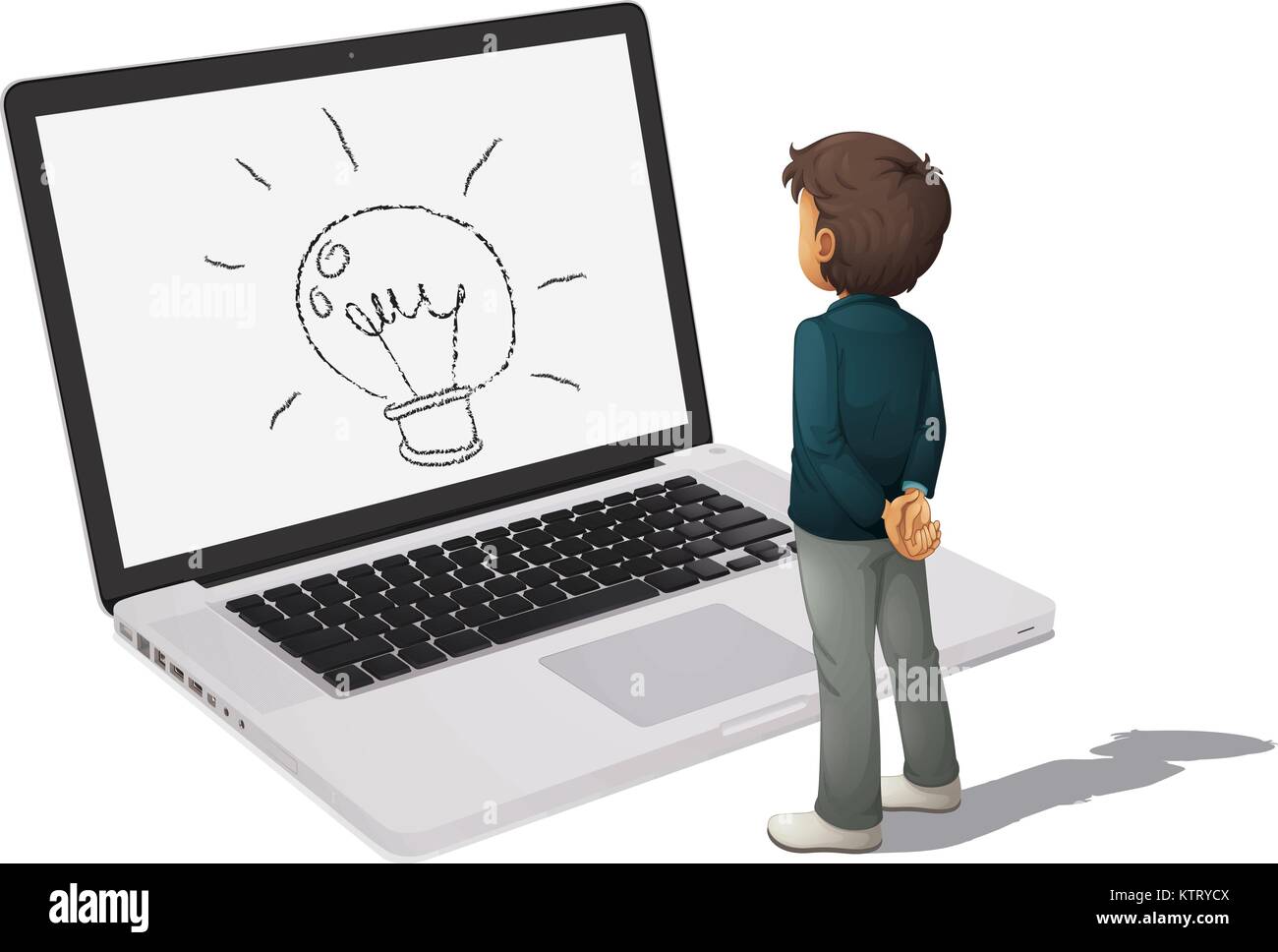 illustration of man and laptop on a white background Stock Vector Image ...