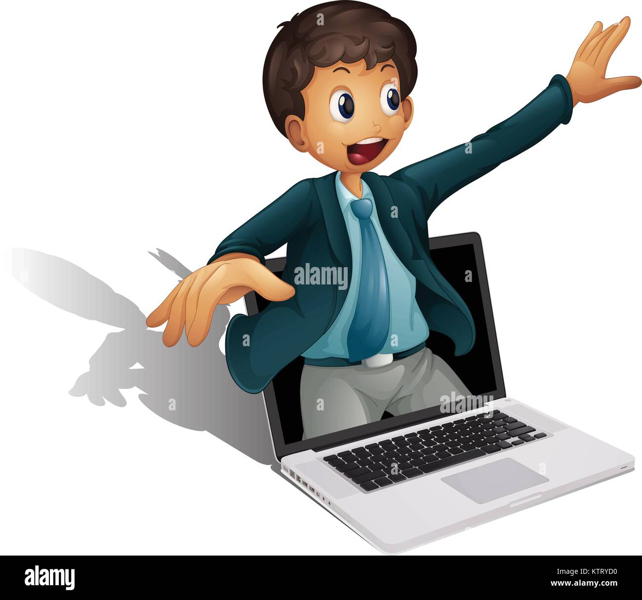 illustration of a man coming out of computer Stock Vector Image & Art ...