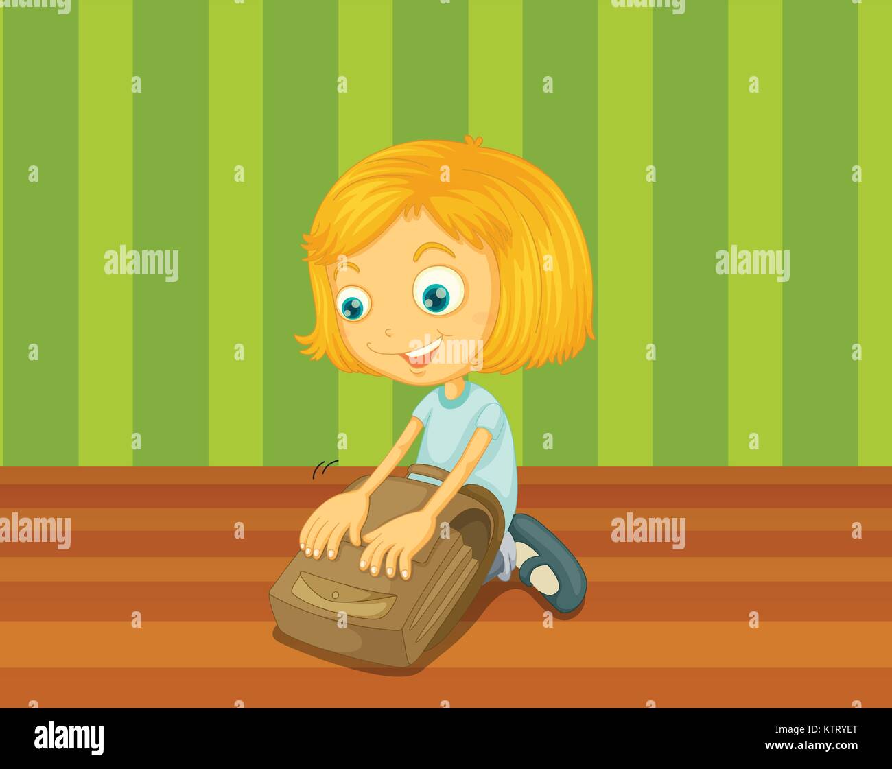 Girl packing bag for school Stock Vector Image & Art - Alamy
