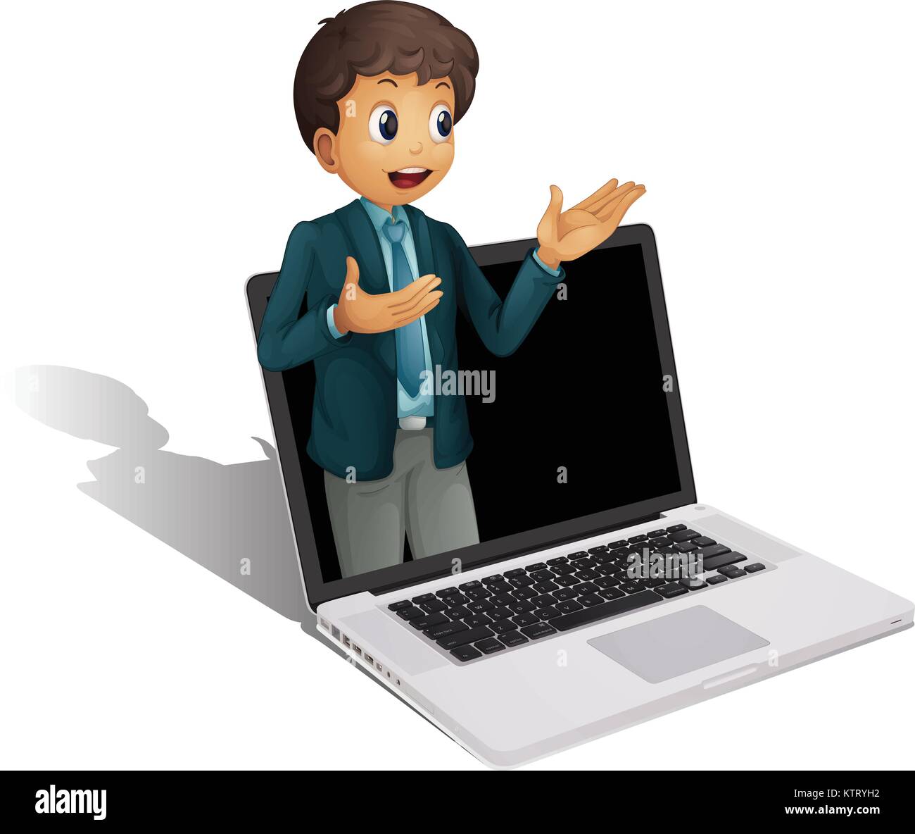 Business man coming out of a computer screen Stock Vector Image & Art ...