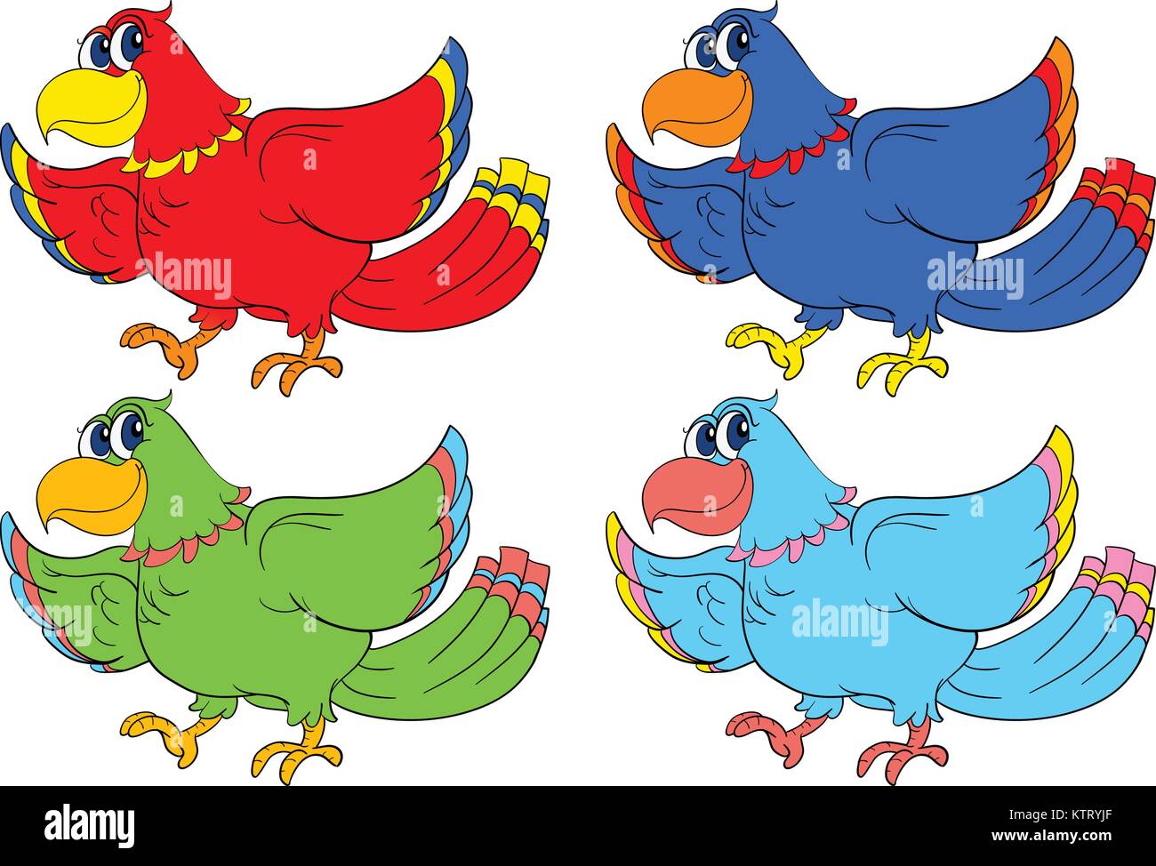 Four birds in different colours Stock Vector Image & Art - Alamy