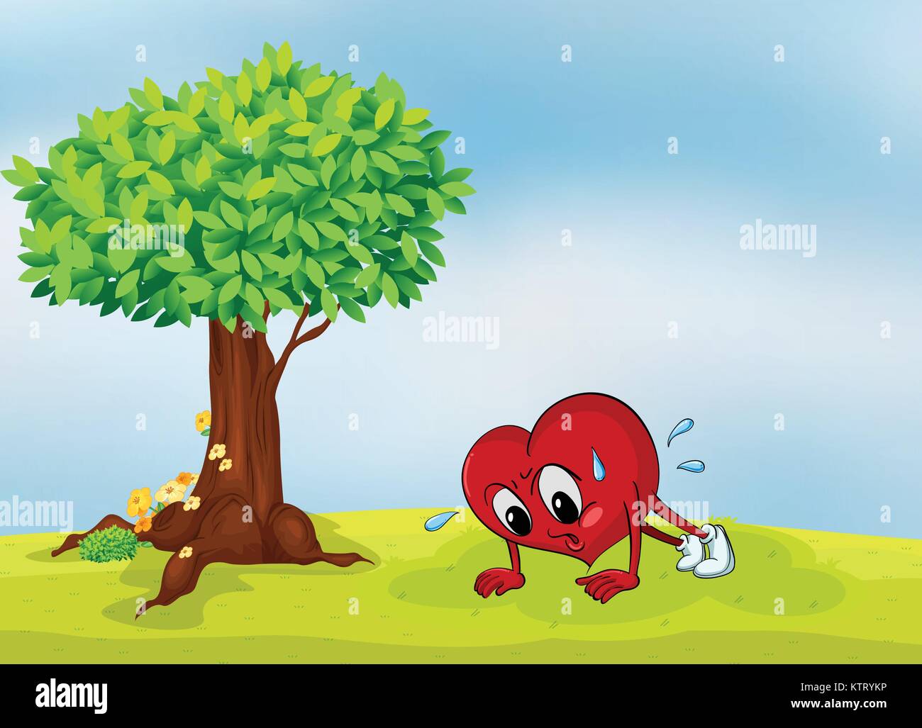 illustration of the heart and a tree in a beautiful nature Stock Vector ...