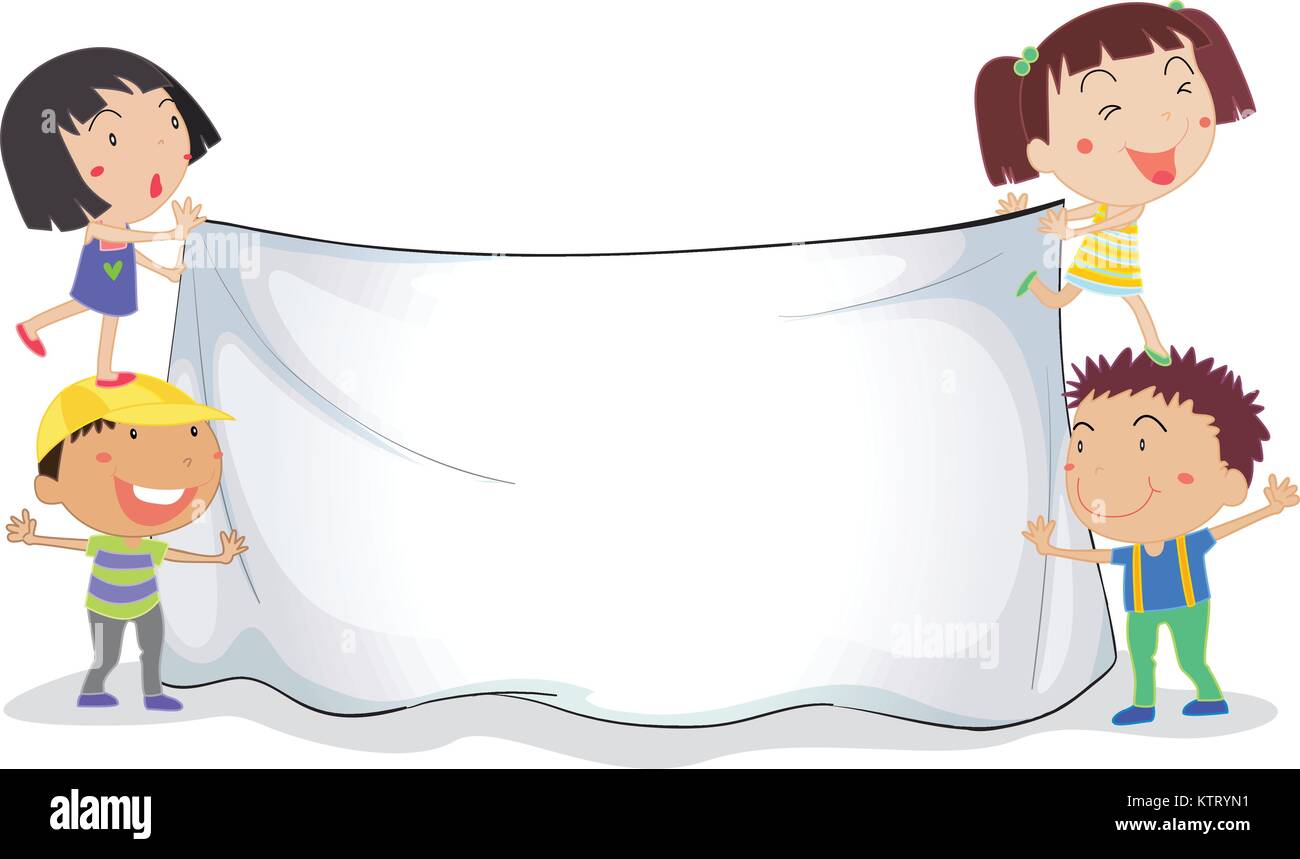 Illustration of kids with a banner Stock Vector Image & Art - Alamy