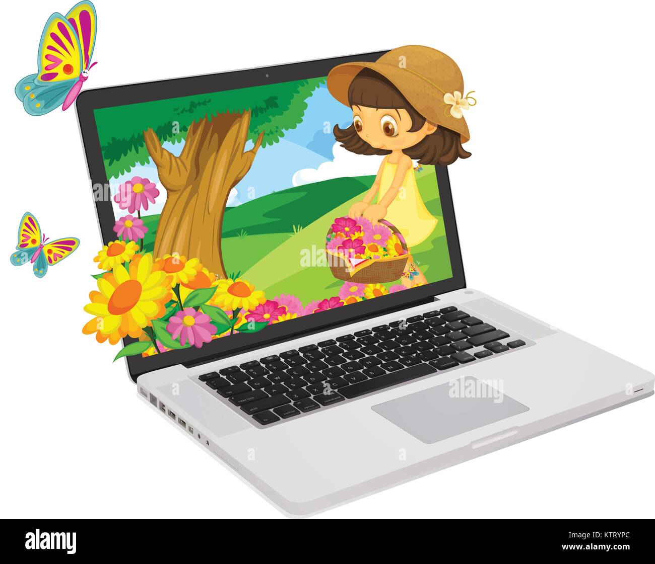 Flower girl coming out of a computer screen Stock Vector Image & Art ...