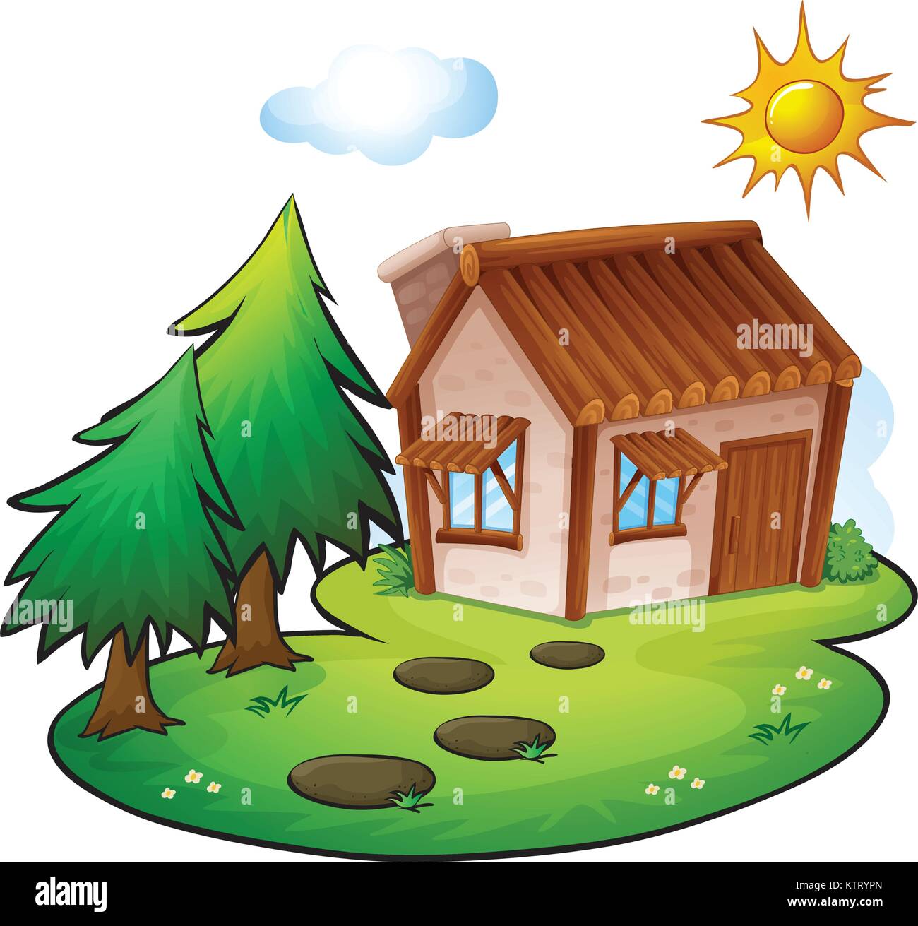 illustration of a house in a beautiful nature Stock Vector Image & Art ...