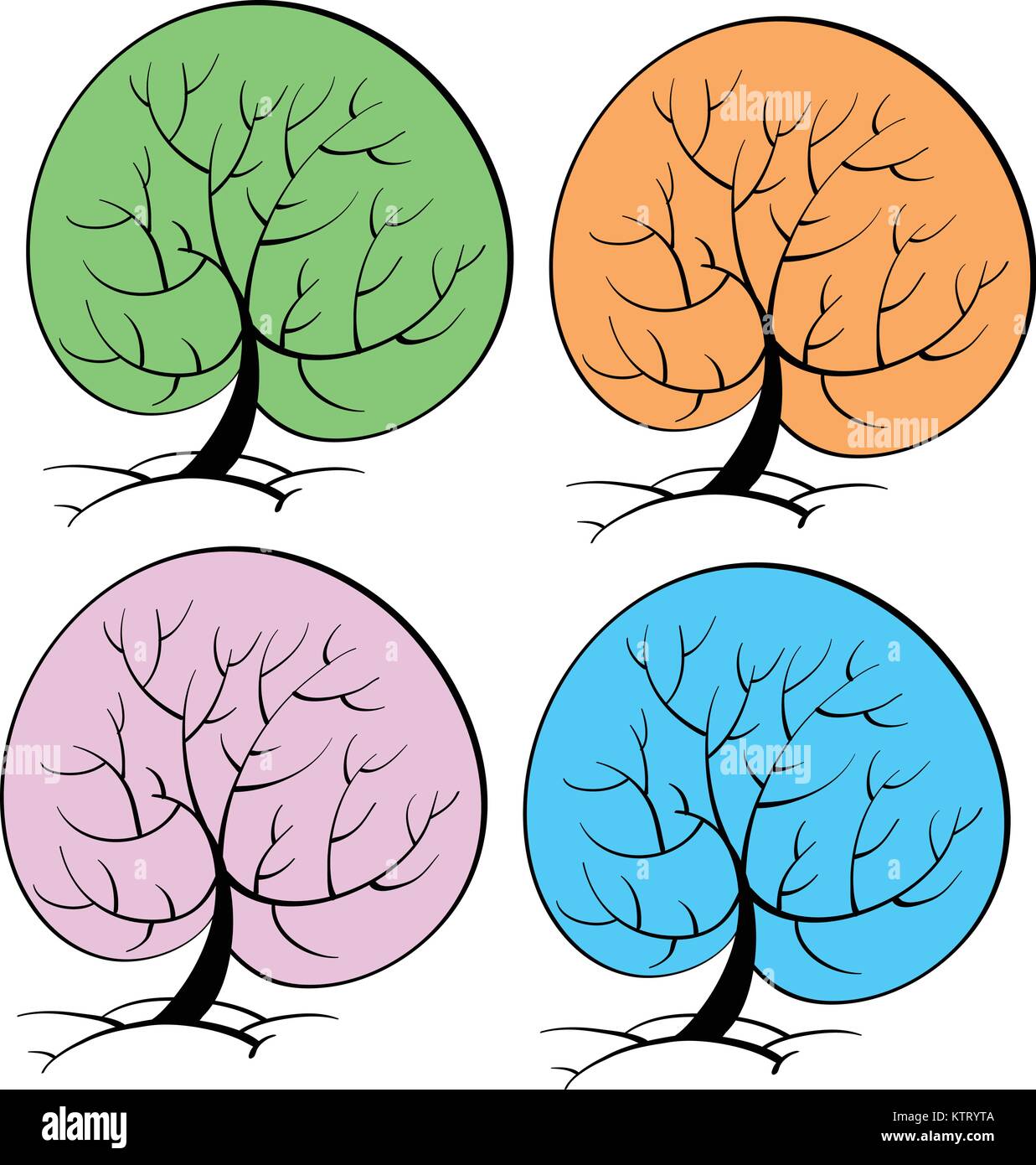 Abstract art trees four seasons Stock Vector Images - Alamy