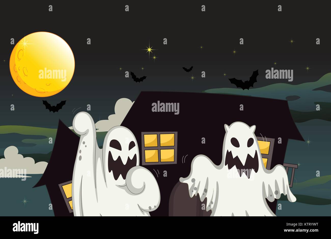 illustration of ghost in dark night sky Stock Vector Image & Art - Alamy