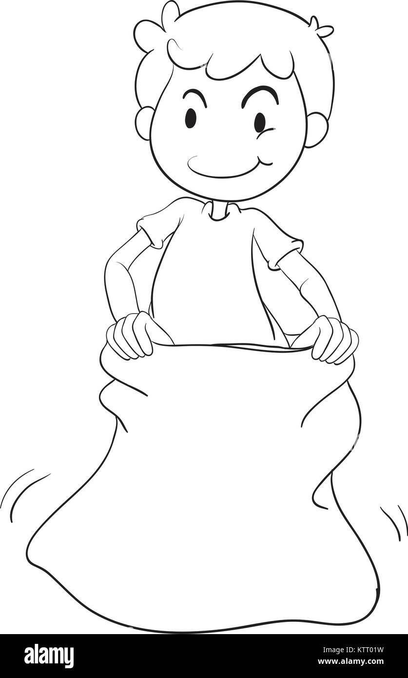 illustration of a boy in a sack on white background Stock Vector Image ...