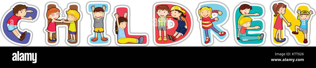 illustration of english word children on a white background Stock ...