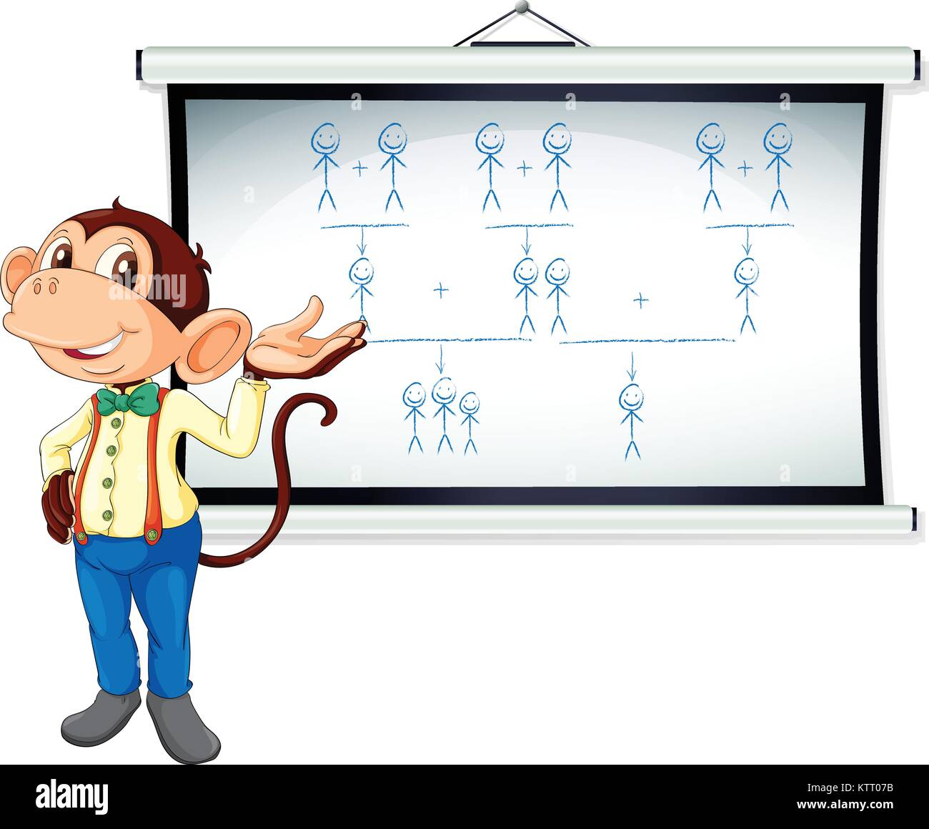 illustration of monkey showing white board on white Stock Vector Image ...