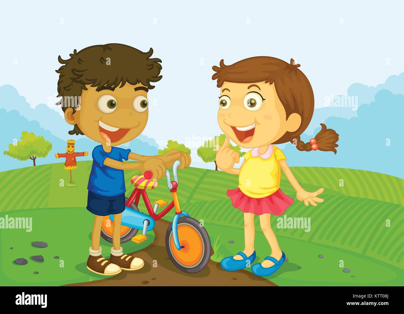 Illustration of friends on the farm Stock Vector Image & Art - Alamy