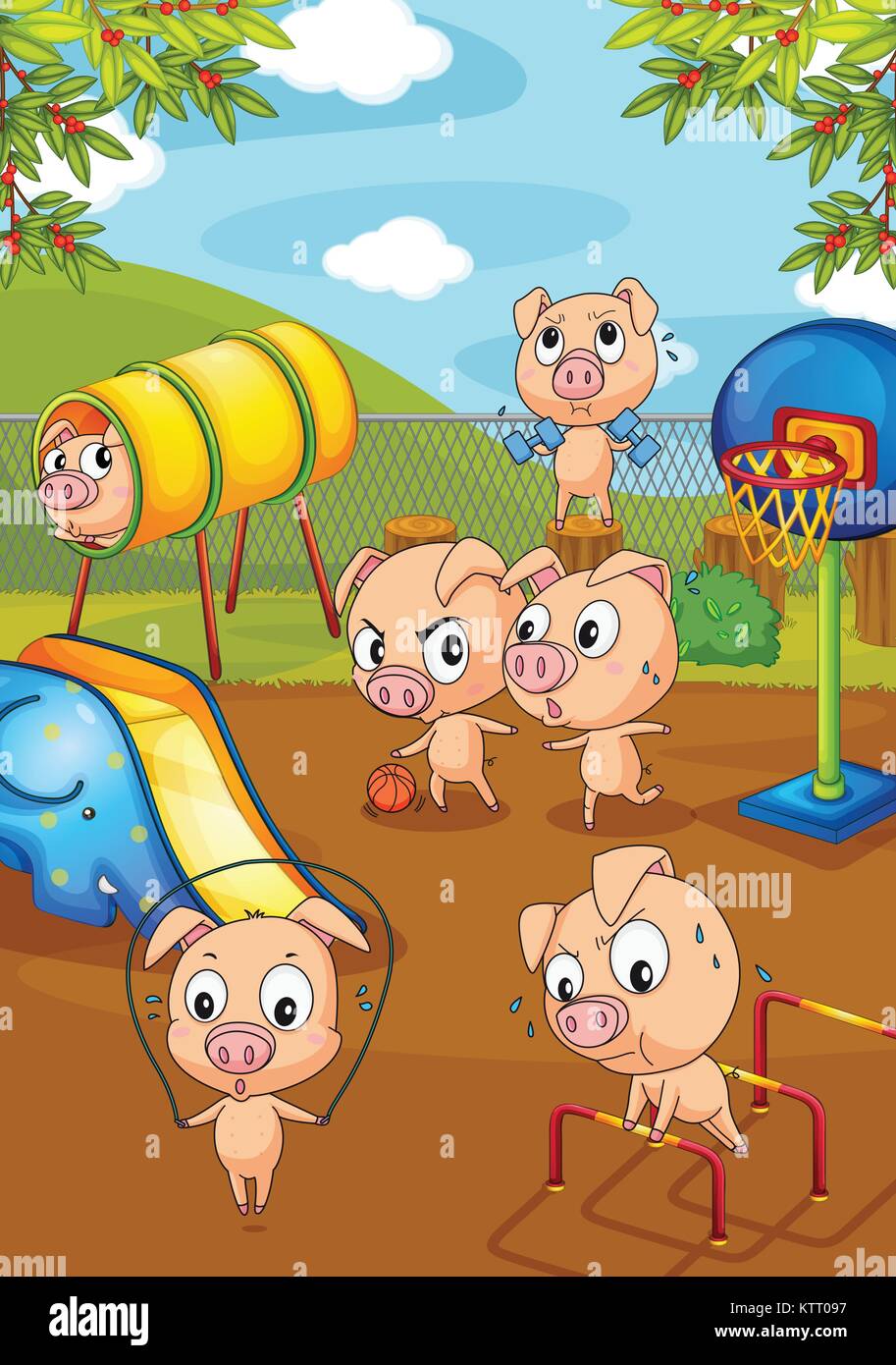 Illustration of pigs working out Stock Vector Image & Art - Alamy