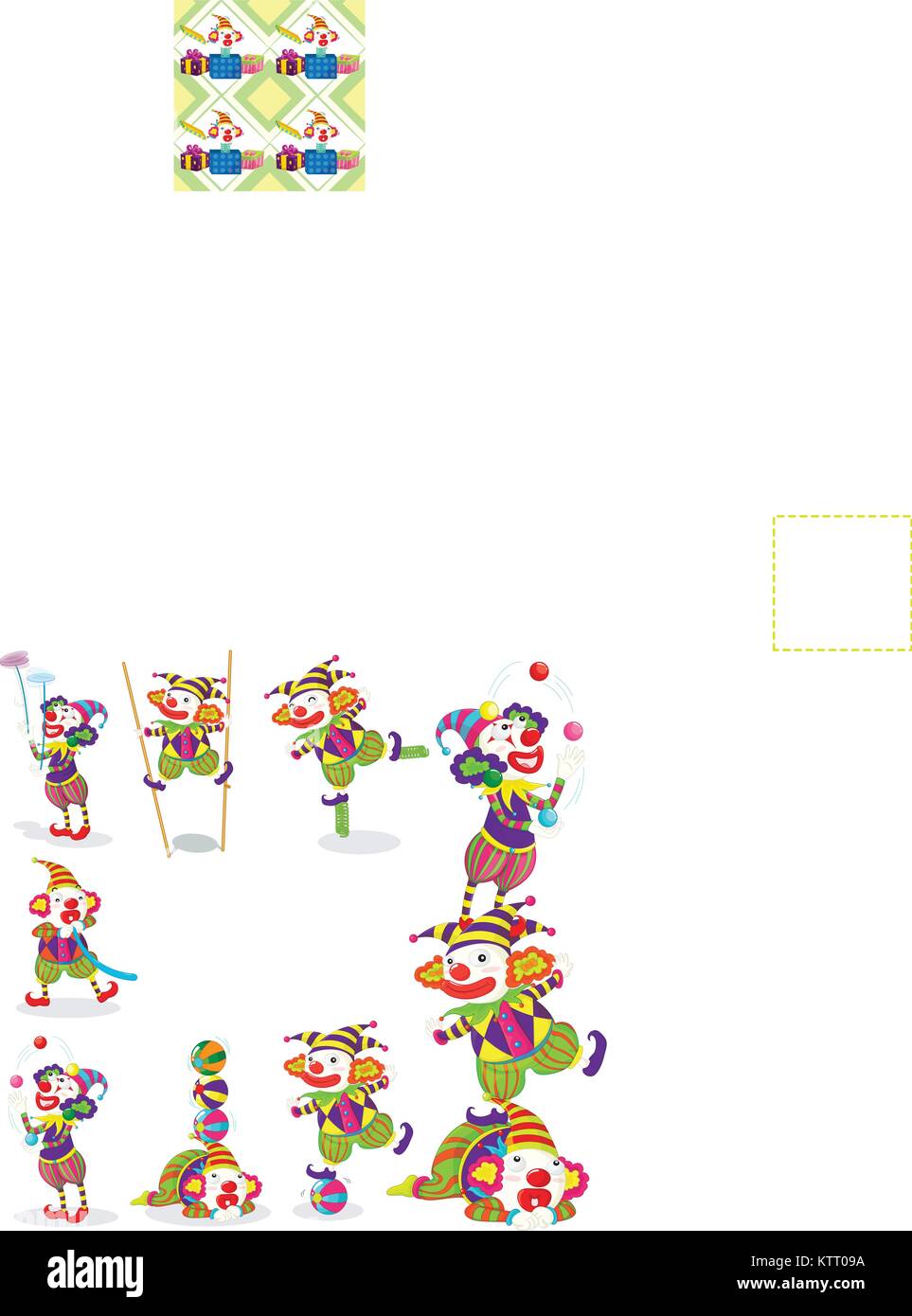 illustration of joker toy and gift boxes on a white background Stock ...