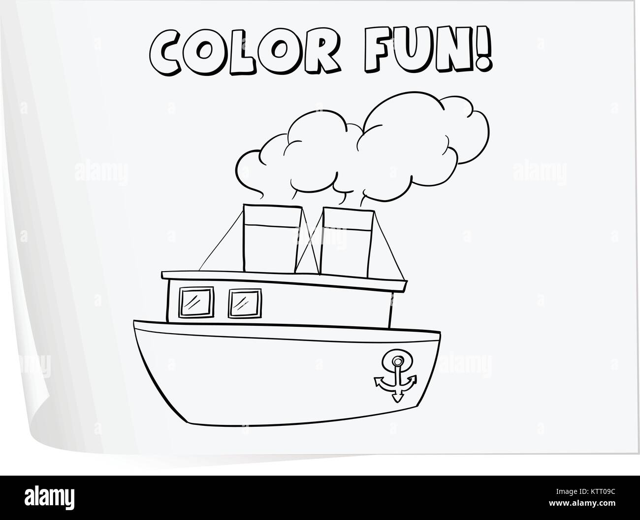 Illustration of a colouring worksheet (boat Stock Vector Image & Art ...