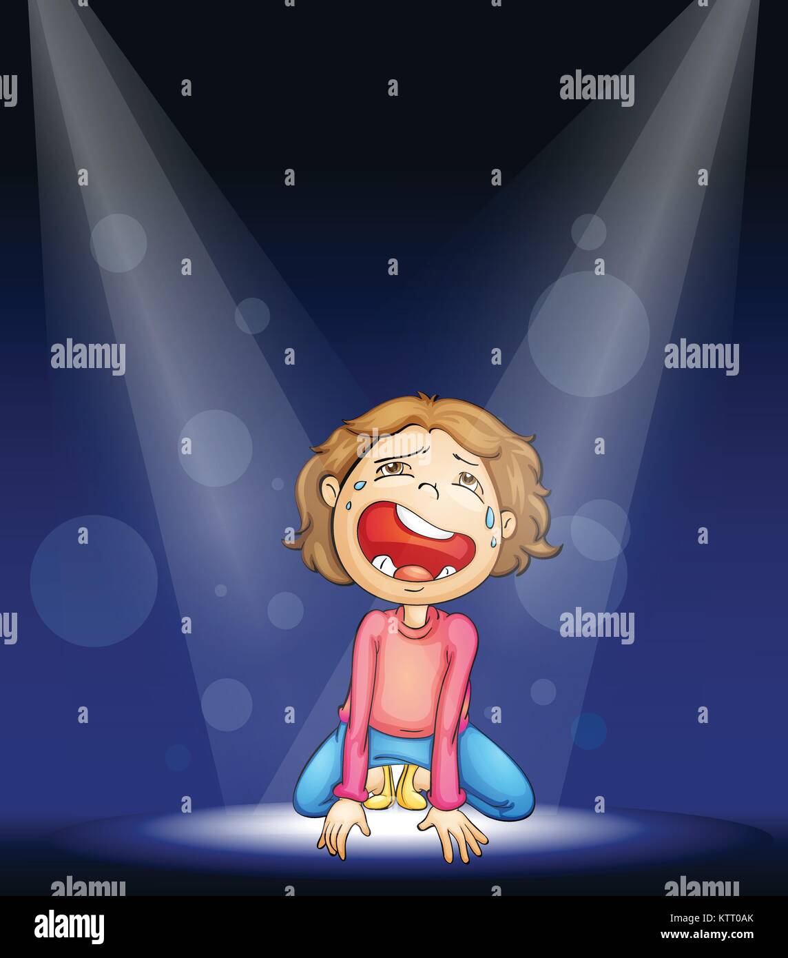 illustration of a boy crying on stage Stock Vector Image & Art - Alamy