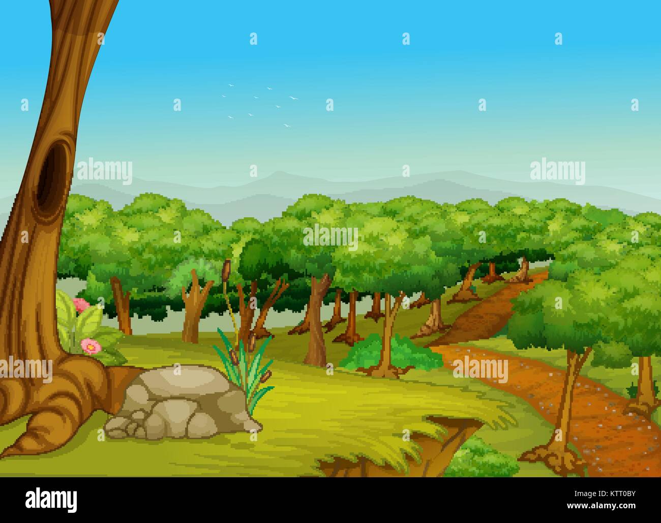 Illustration of a dirt path in the forest Stock Vector Image & Art - Alamy