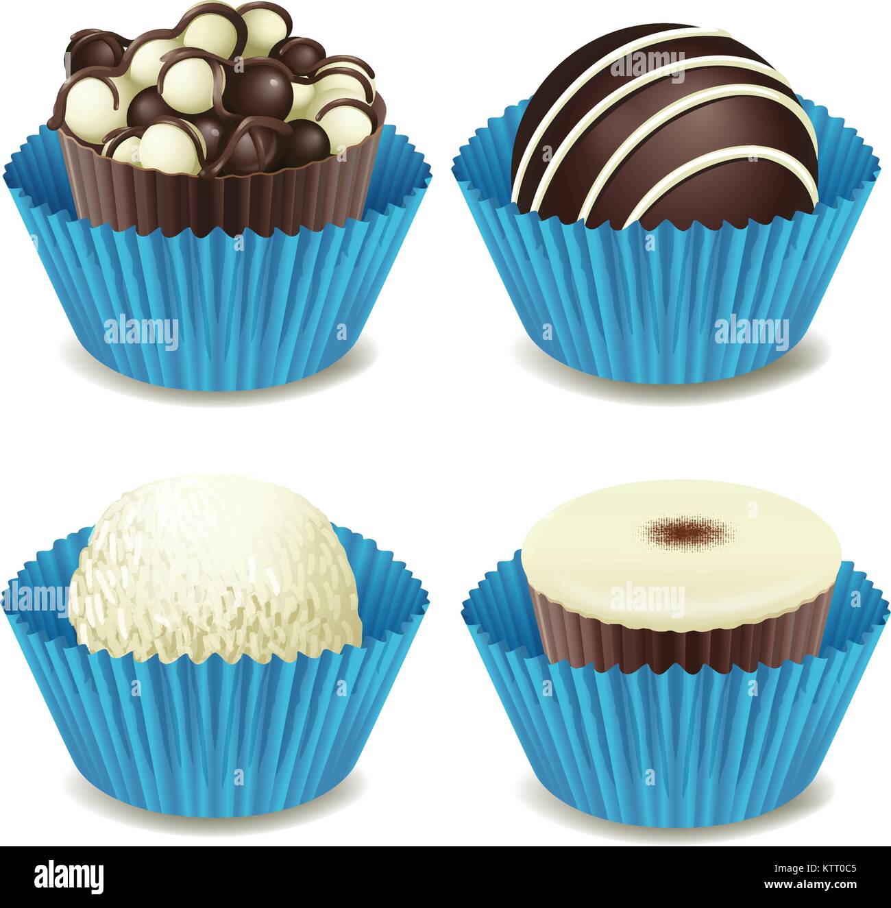 illustration of chocolates in a blue cup on a white background Stock ...