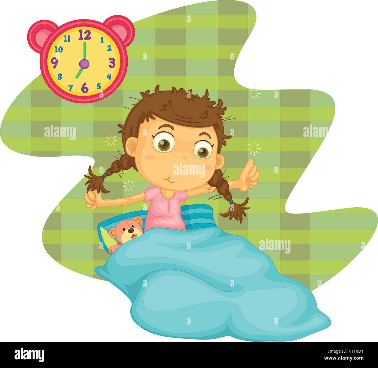 illustration of a girl awaken on a white background Stock Vector Image ...