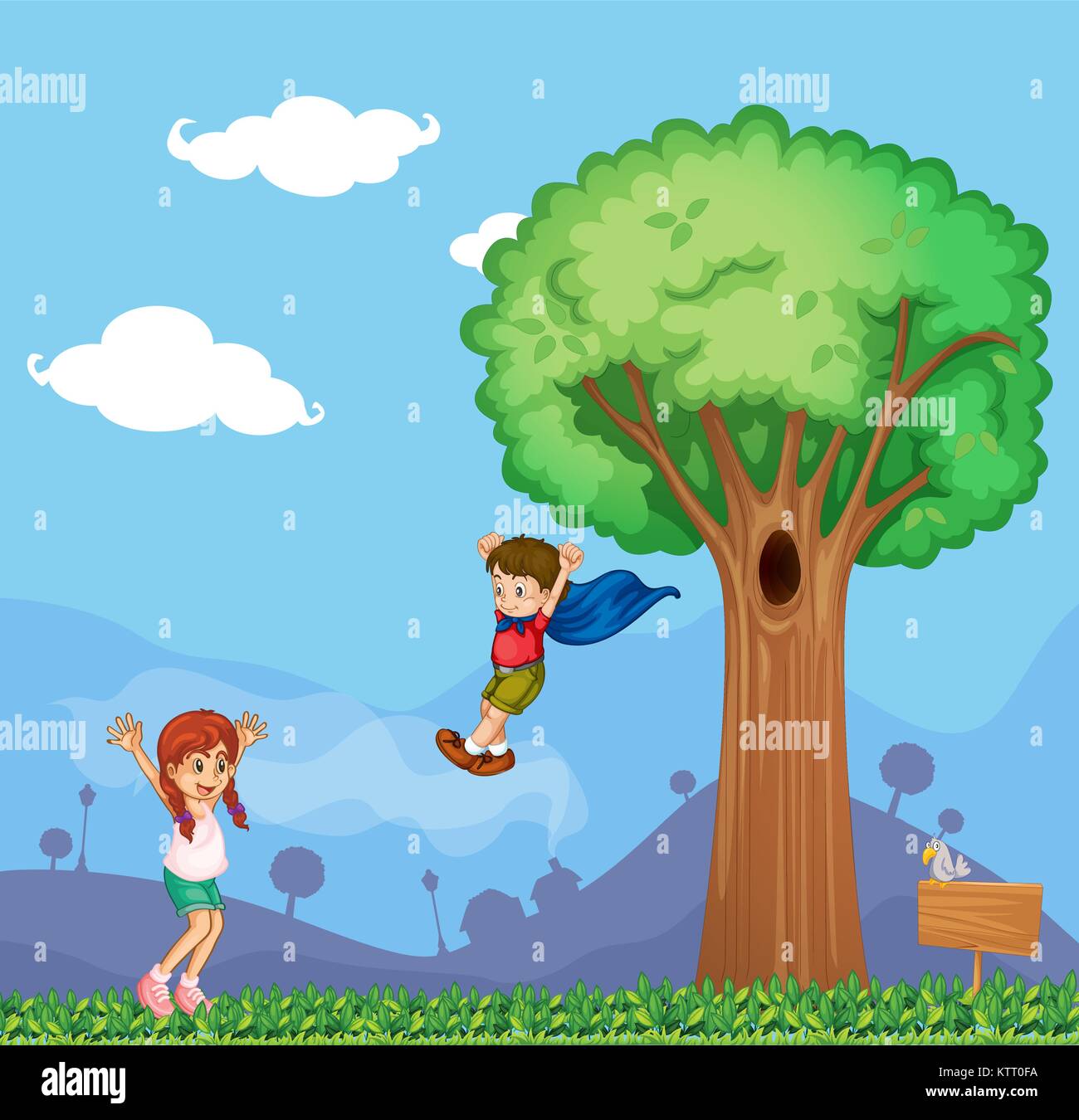 Illustration of a boy trying to fly Stock Vector Image & Art - Alamy