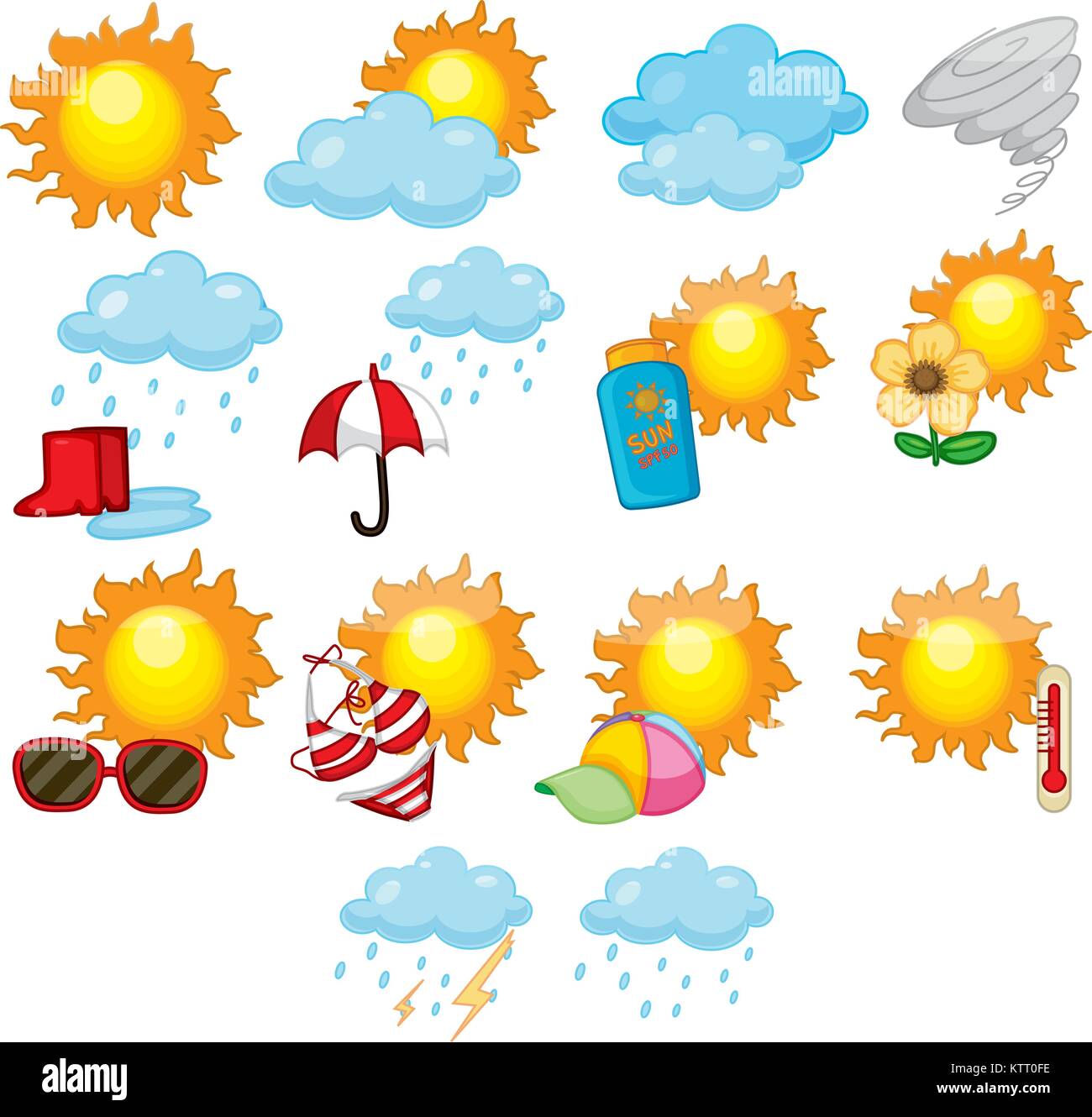 Illustration of mixed weather symbols Stock Vector Image & Art - Alamy