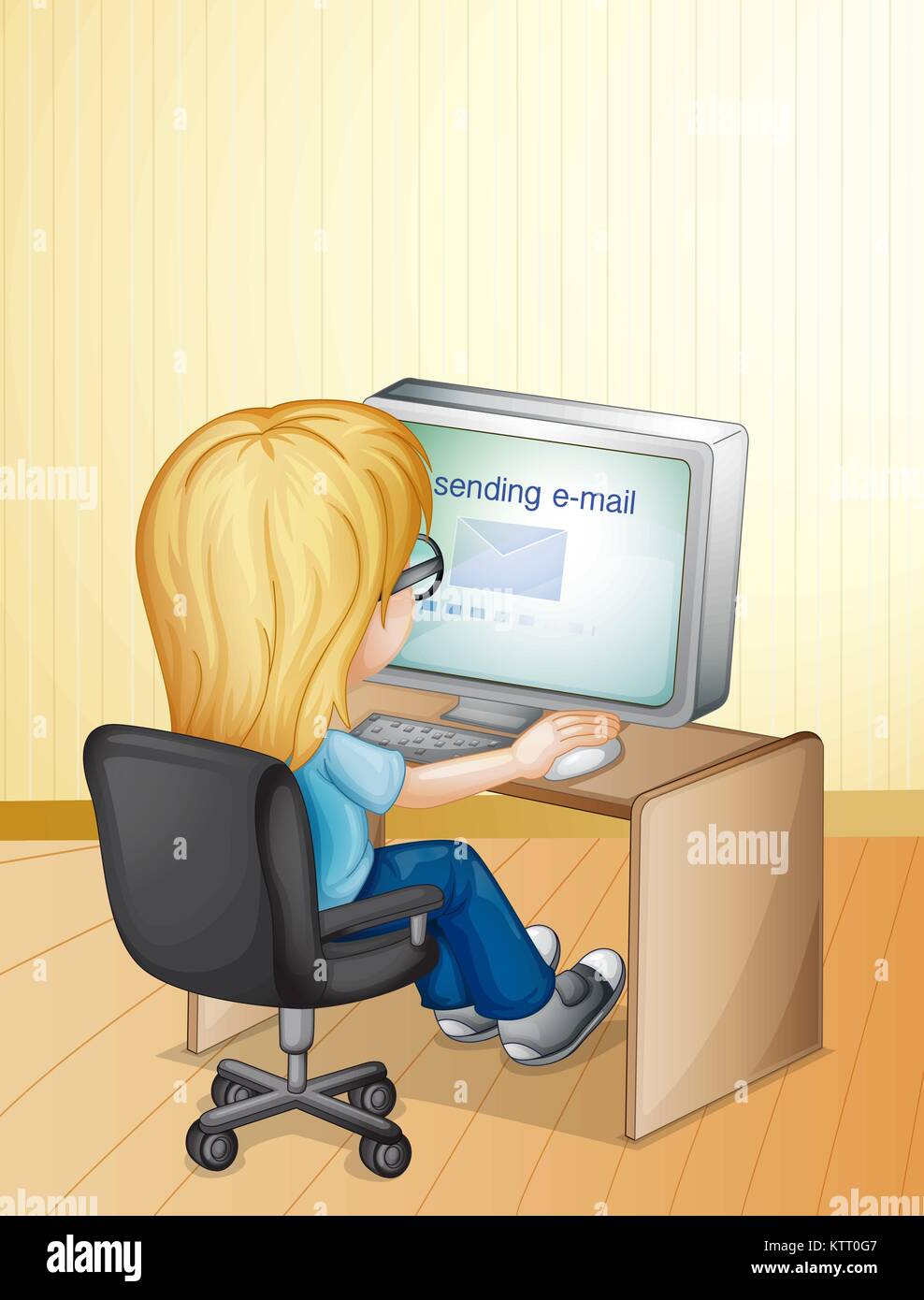 Illustration of a girl using computer Stock Vector Image & Art - Alamy
