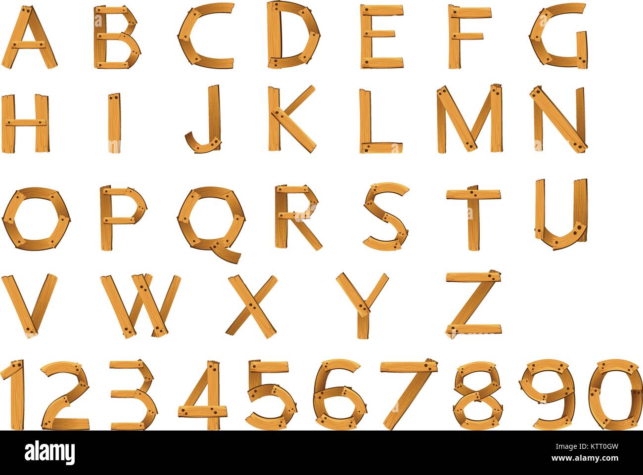 illustration of numbers and alphabets on a white background Stock ...