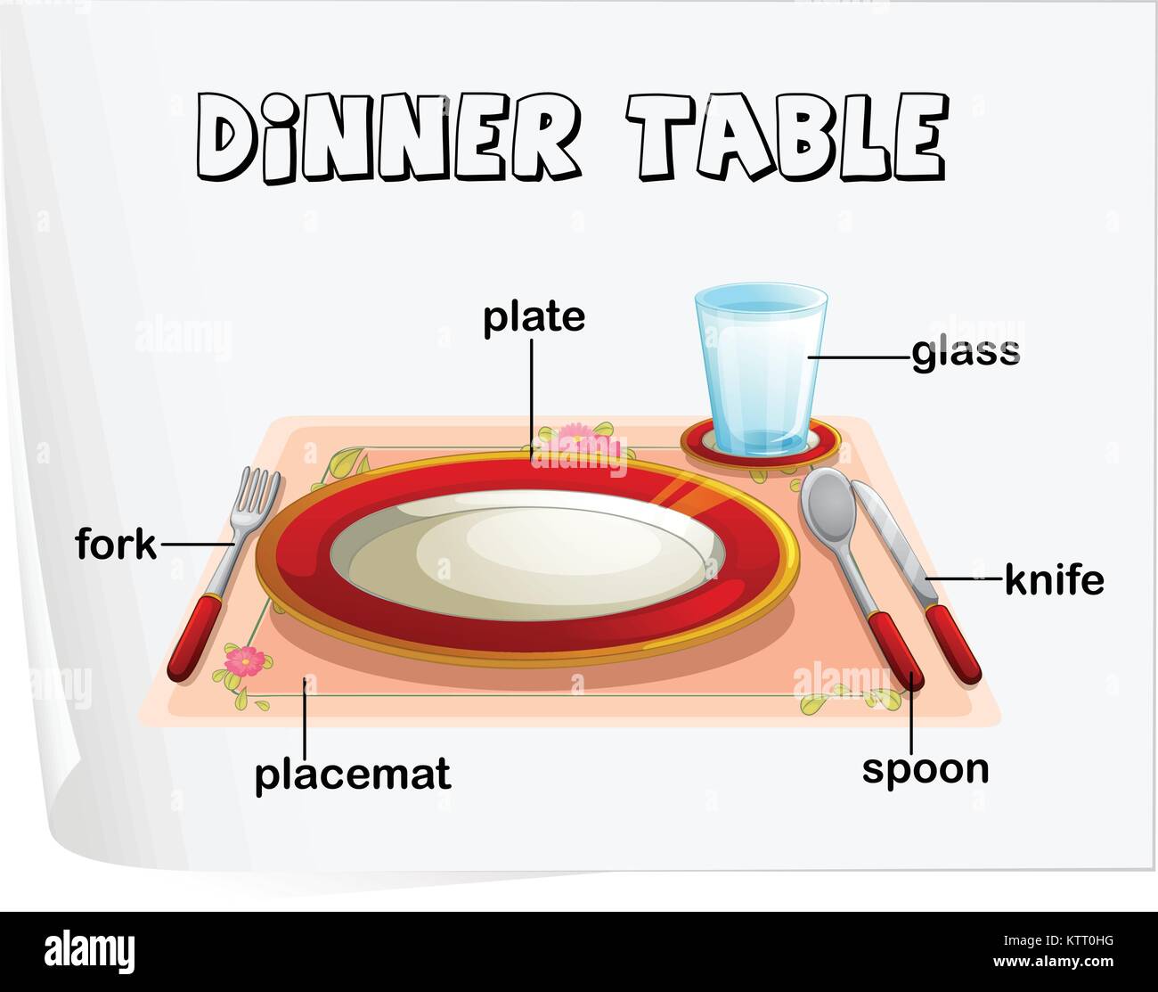 Illustration of eating utensils on a table Stock Vector Image & Art - Alamy