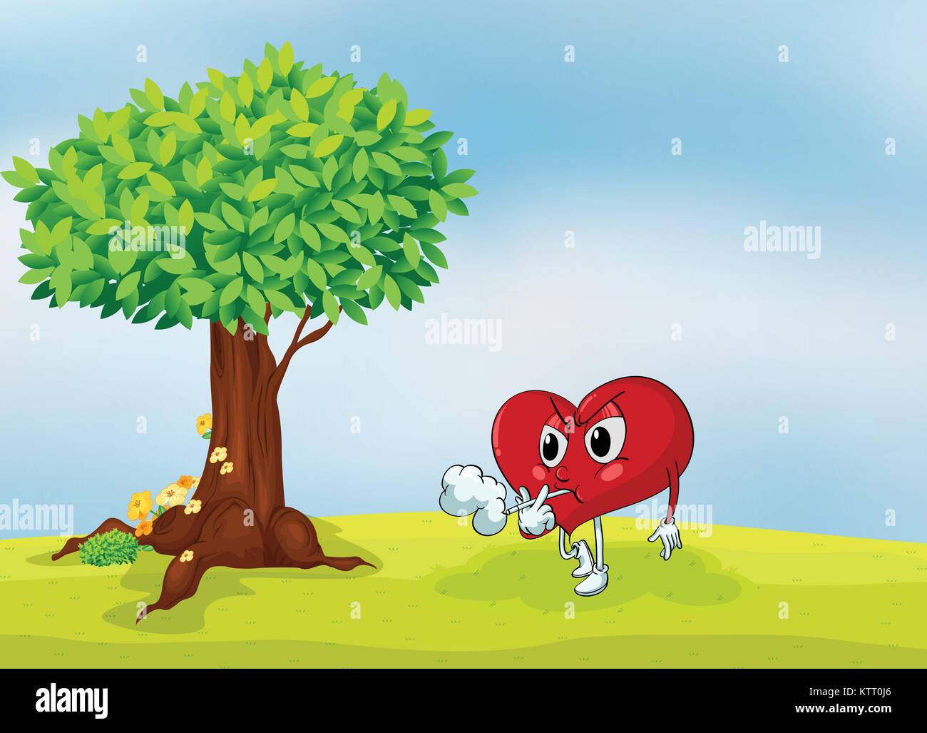 illustration of a heart and a tree in a beautiful nature Stock Vector ...
