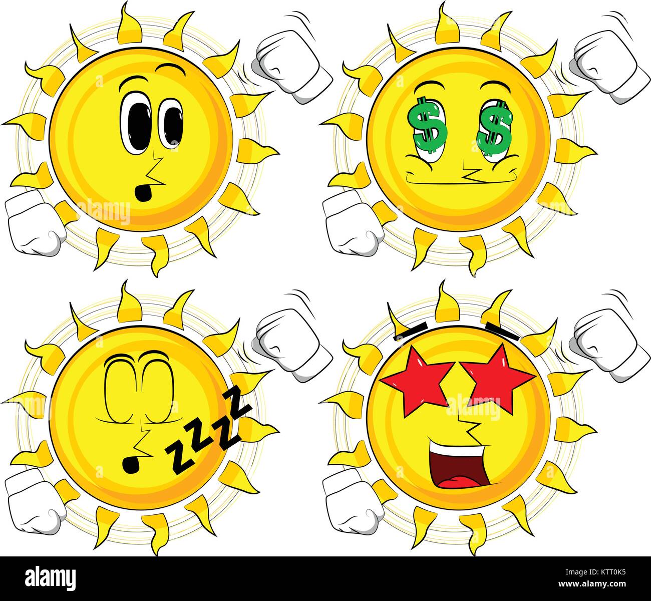 Cartoon sun threatening someone, shakes his fist at viewer. Collection ...