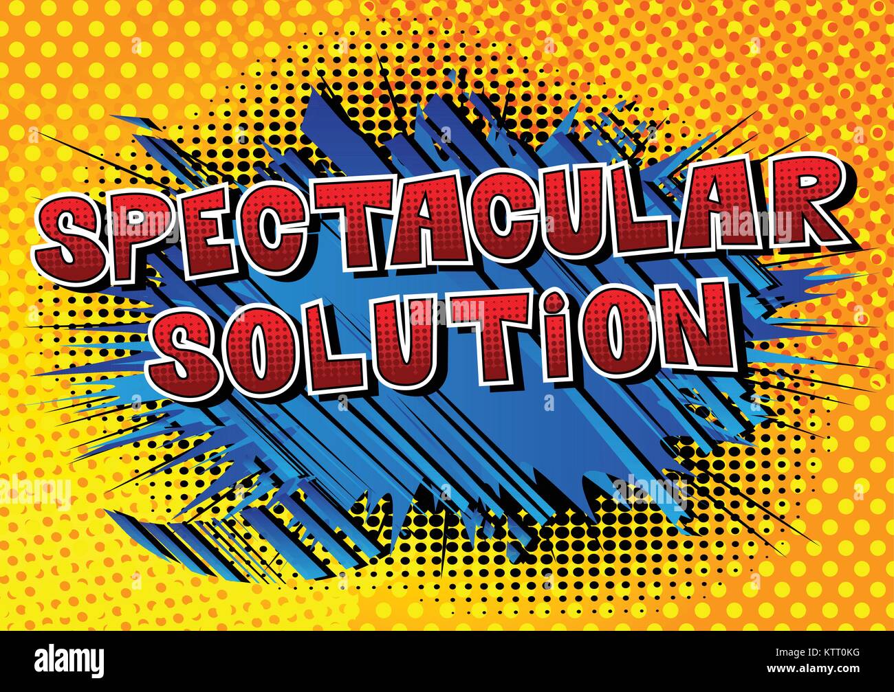 Spectacular Solution - Comic book style word on abstract background ...