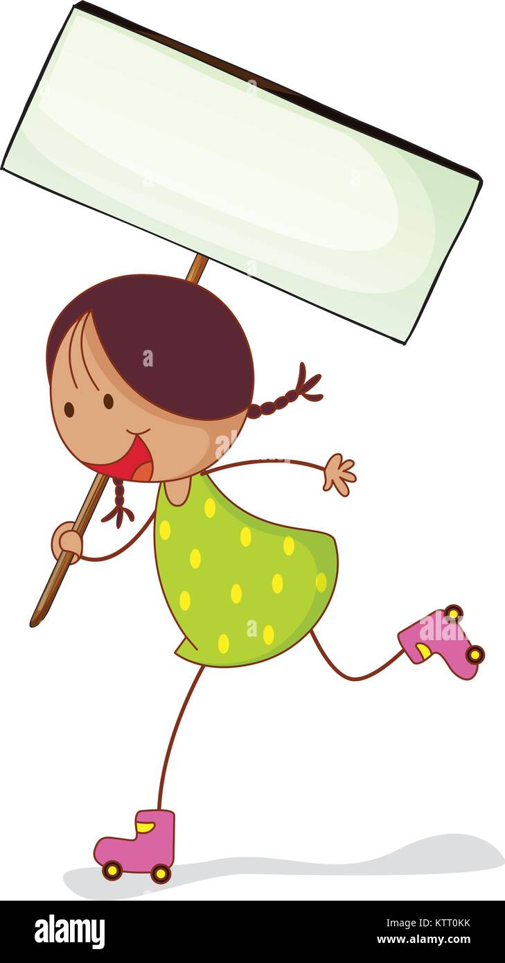 illustration of a girl with sign board on a white Stock Vector Image ...