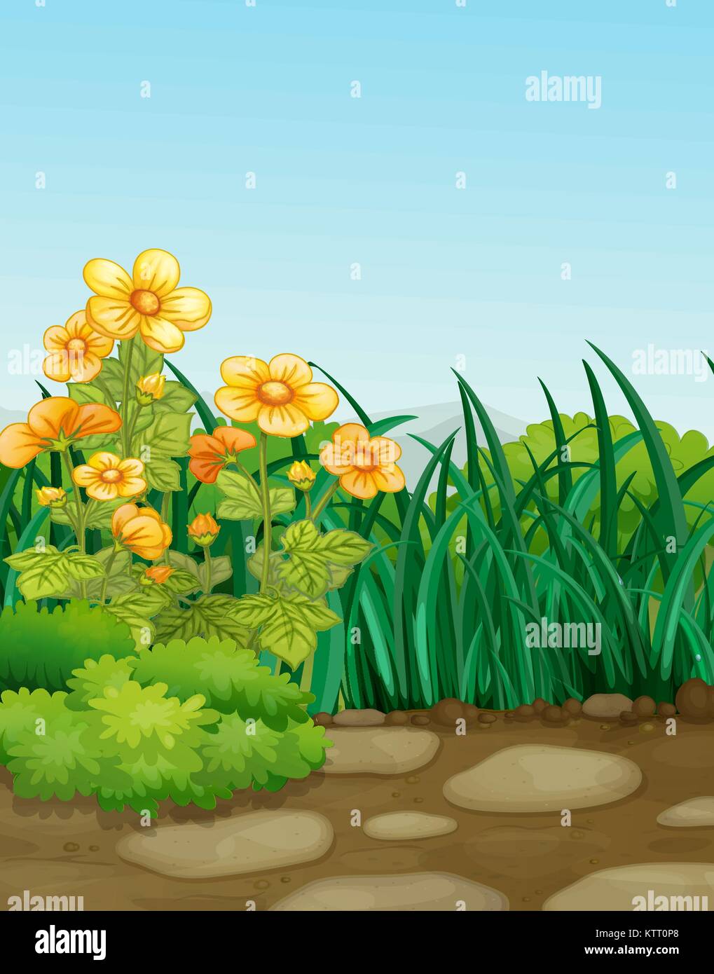 Illustraiton of an empty garden scene Stock Vector Image & Art - Alamy