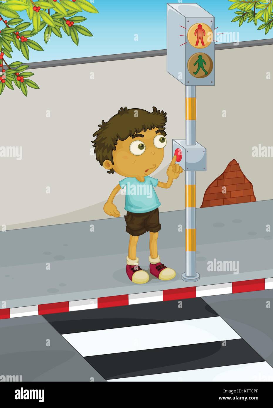 Illustration of boy using a zebra crossing Stock Vector Image & Art - Alamy