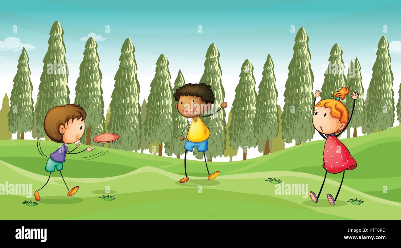 illustration of a kids playing in a beautiful nature Stock Vector Image ...