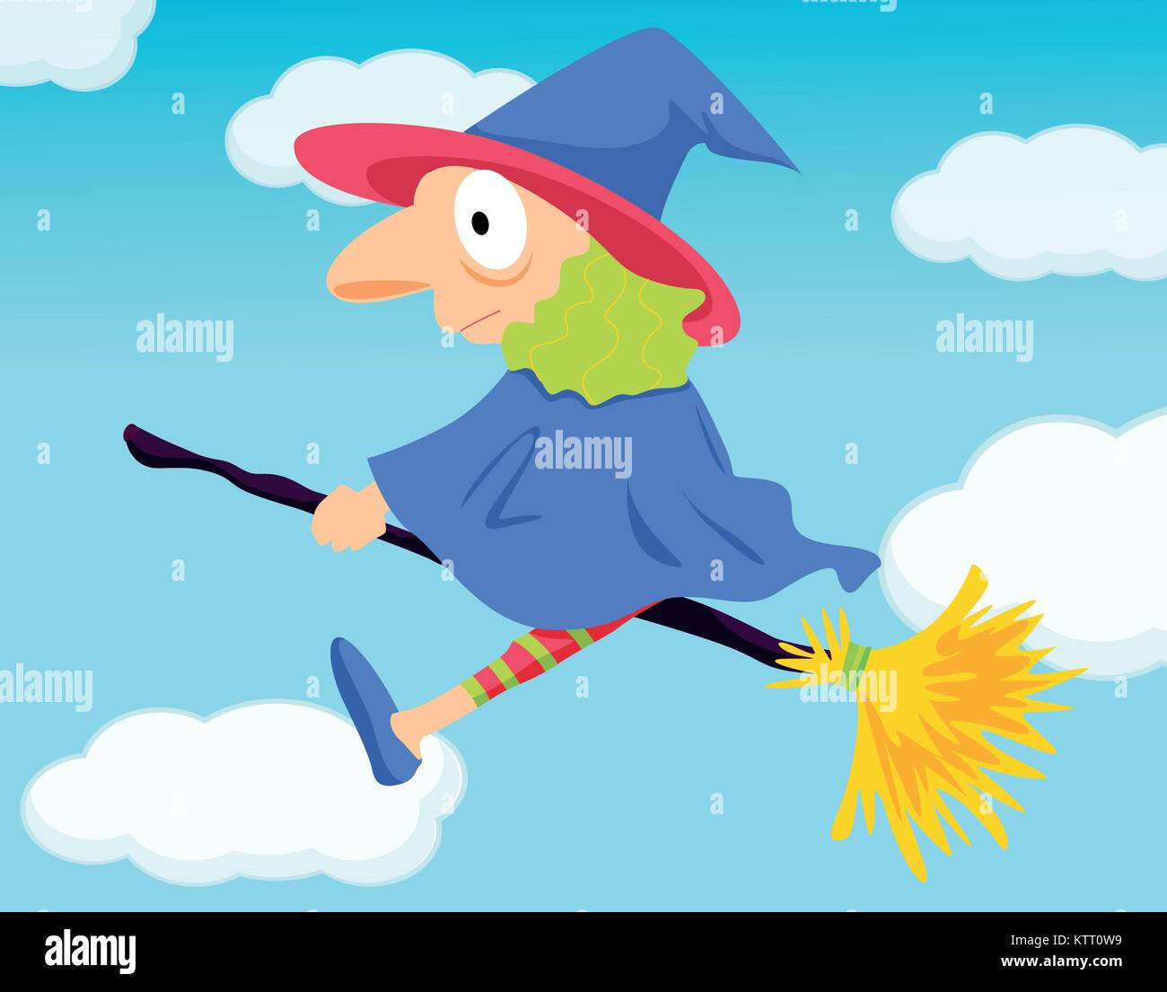 Illustration of a flying witch Stock Vector Image & Art - Alamy