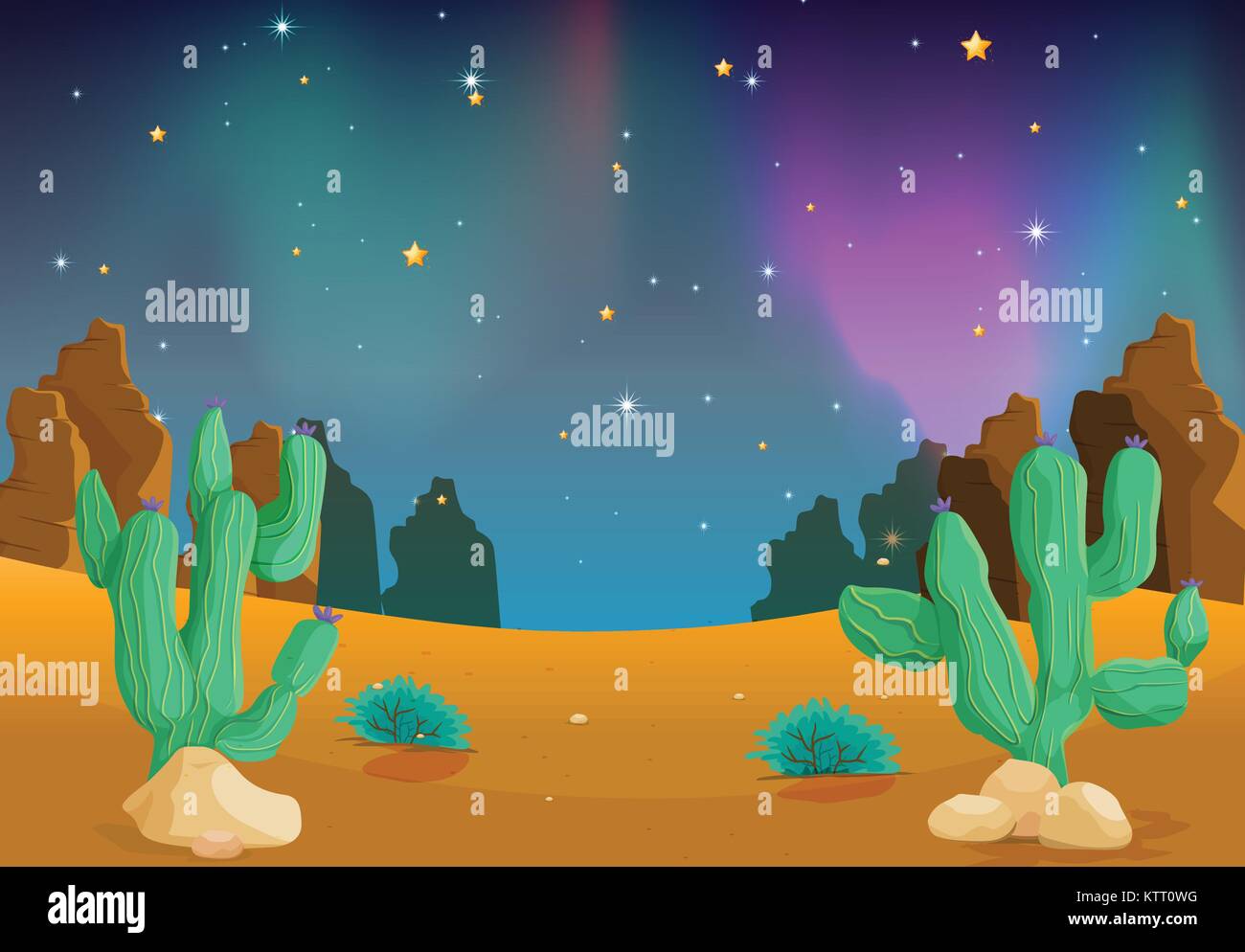 illustration of a desert in the dark night Stock Vector Image & Art - Alamy