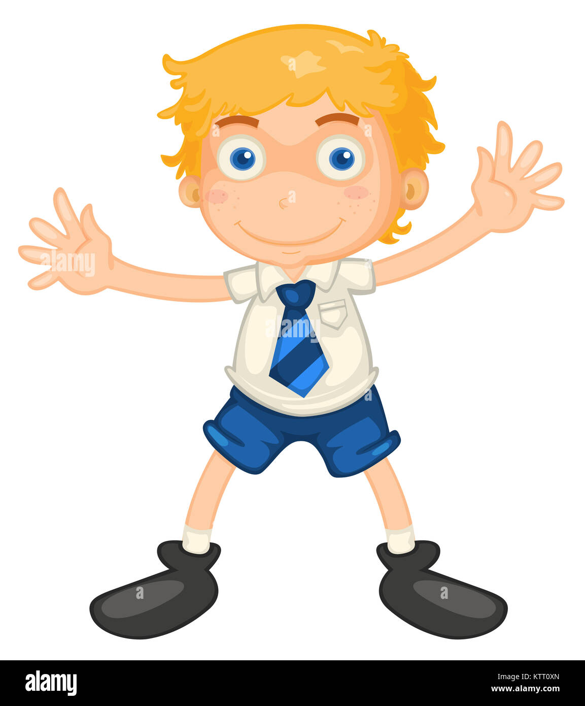illustrtion of a boy in school uniform on white Stock Vector Image ...