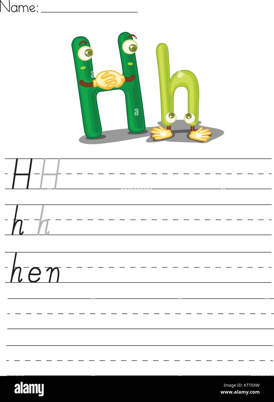 Illustrated alphabet worksheet of the letter h Stock Vector Image & Art ...