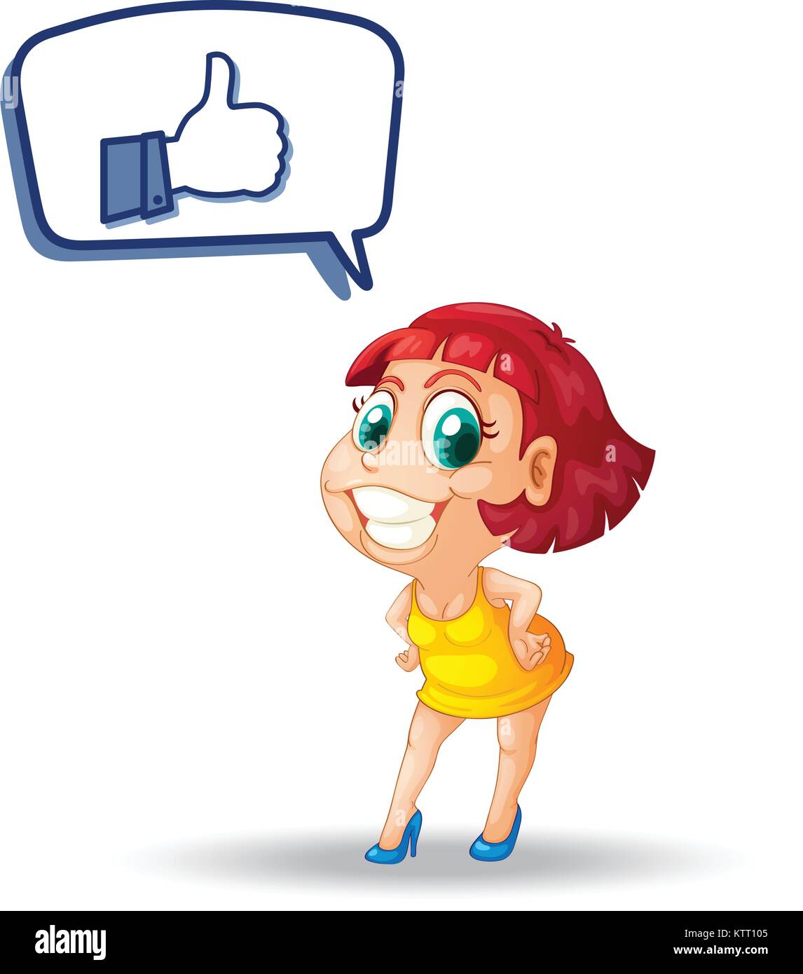 illustration of a girl with thumb and call out on white Stock Vector ...