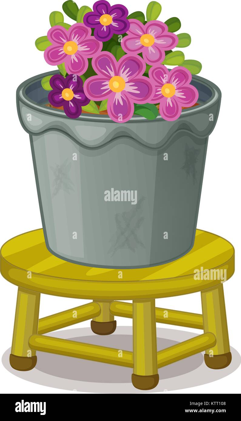 illustration of a pot plant on a stool Stock Vector Image & Art - Alamy